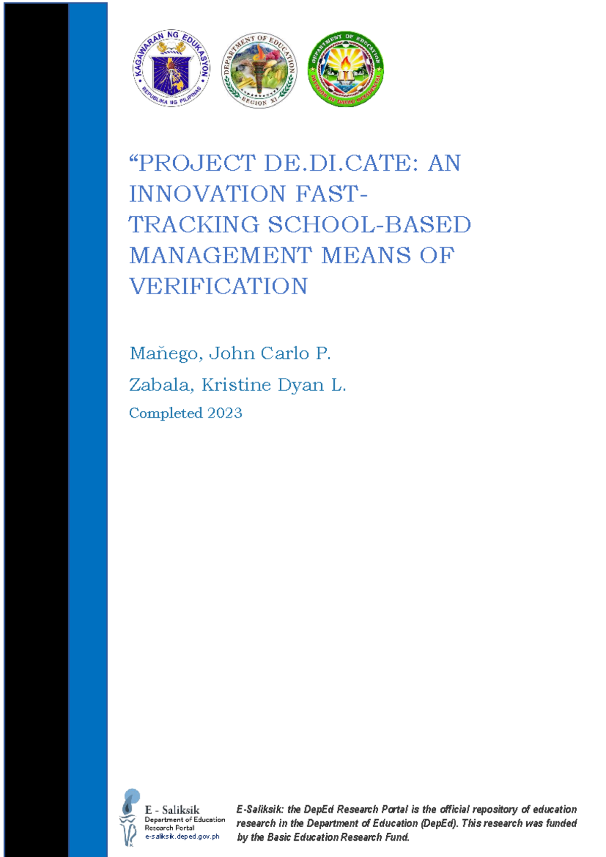 Action Research - e-saliksik.deped.gov E-Saliksik: the DepEd Research ...