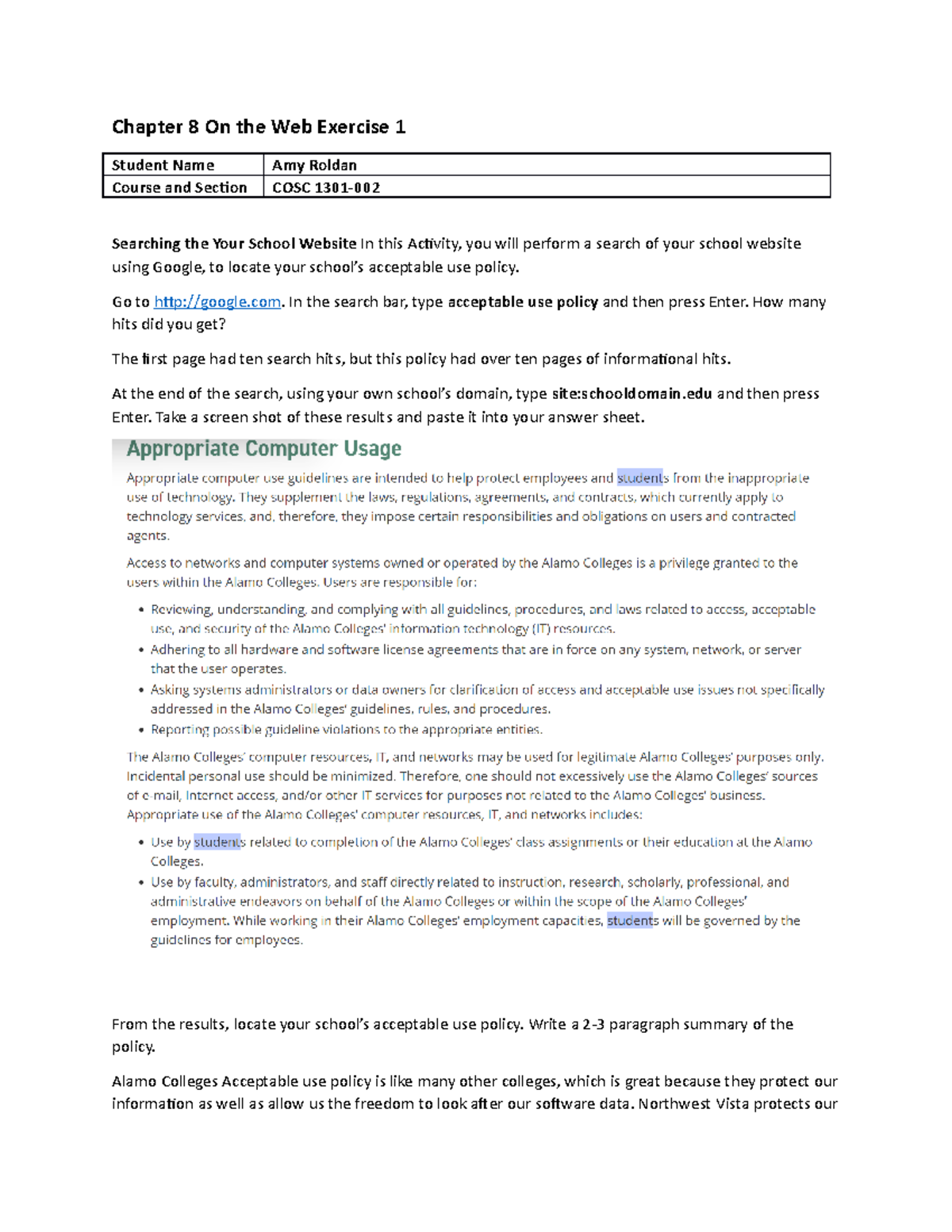 Roldan Amy 08 OTW1 - Assignment for week 5 - Chapter 8 On the Web ...