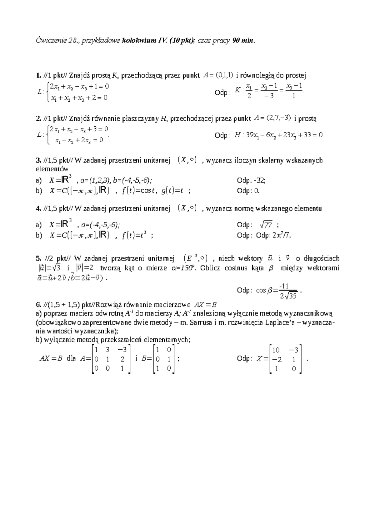 Sample/practice exam 2018, questions and answers - Ćwiczenie 28 ...