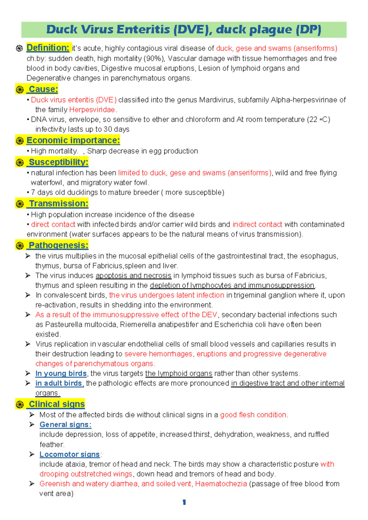 Duck Virus Enteritis - ֍ Cause: Duck virus enteritis (DVE) classified ...