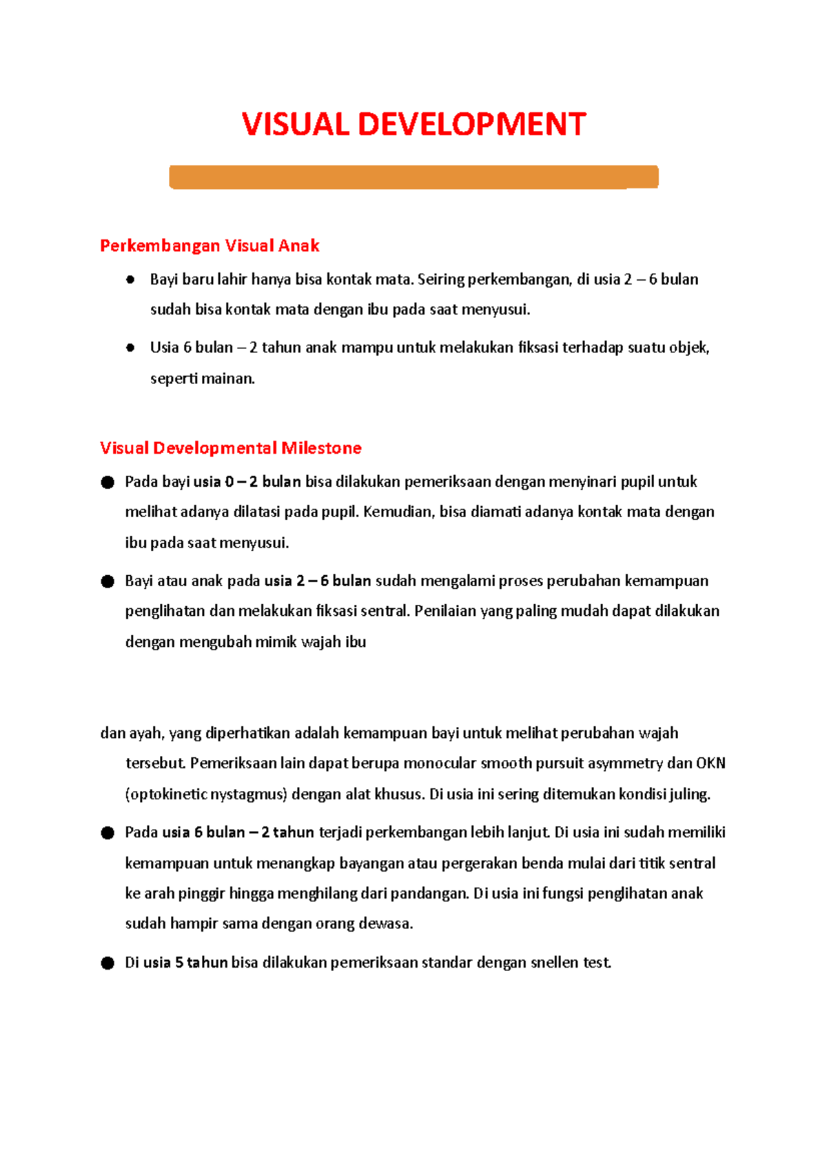 Visual Development - VISUAL DEVELOPMENT Perkembangan Visual Anak Bayi ...