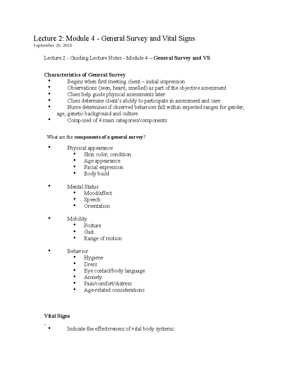 Lecture 2 Module 4 - General Survey and Vital Signs - Lecture 2: Module ...