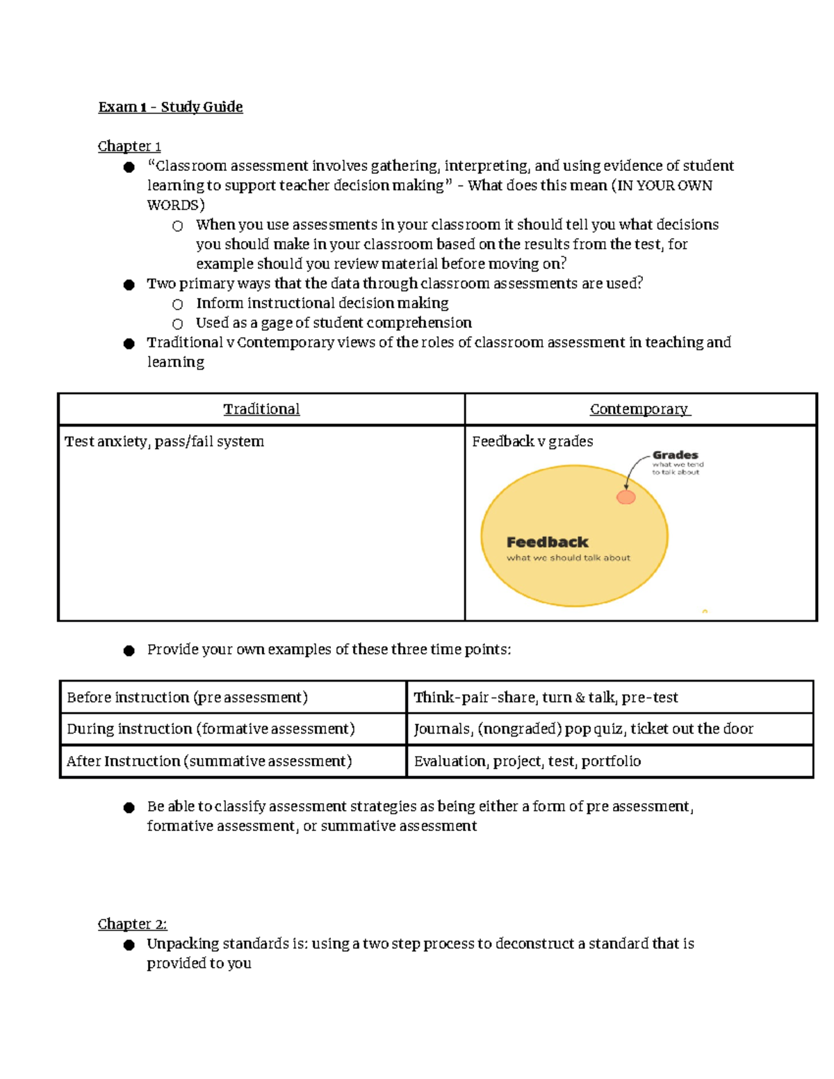 Exam 1 - MY Study Guide - Exam 1 - Study Guide Chapter 1 “Classroom ...