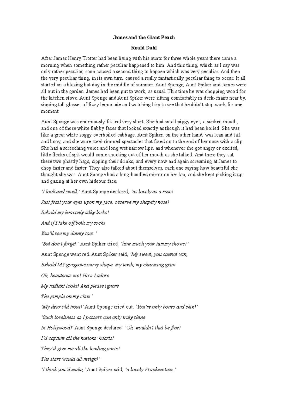 3.James and the Giant Peach - James and the Giant Peach Roald Dahl ...