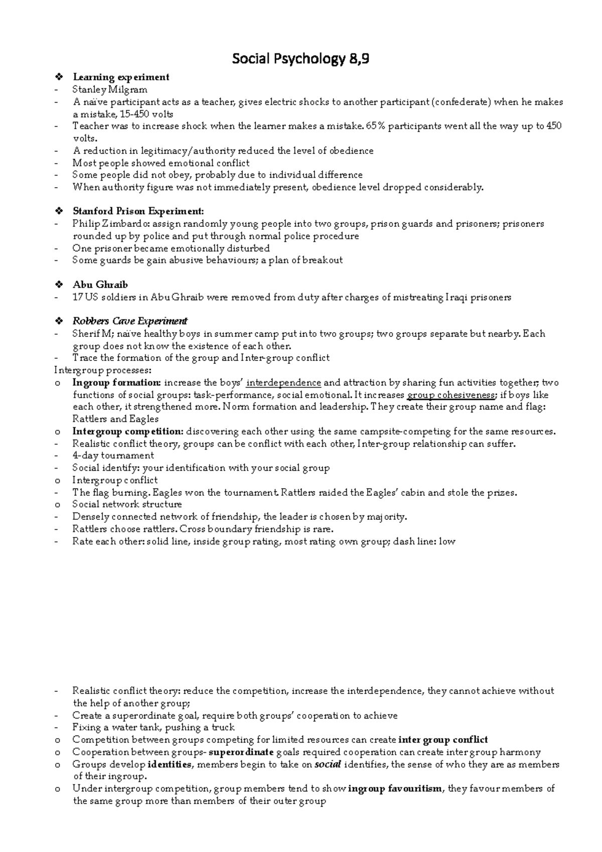 Social psychology 8,9 - Lecture note Lecture 8-9 - Social Psychology 8 ...