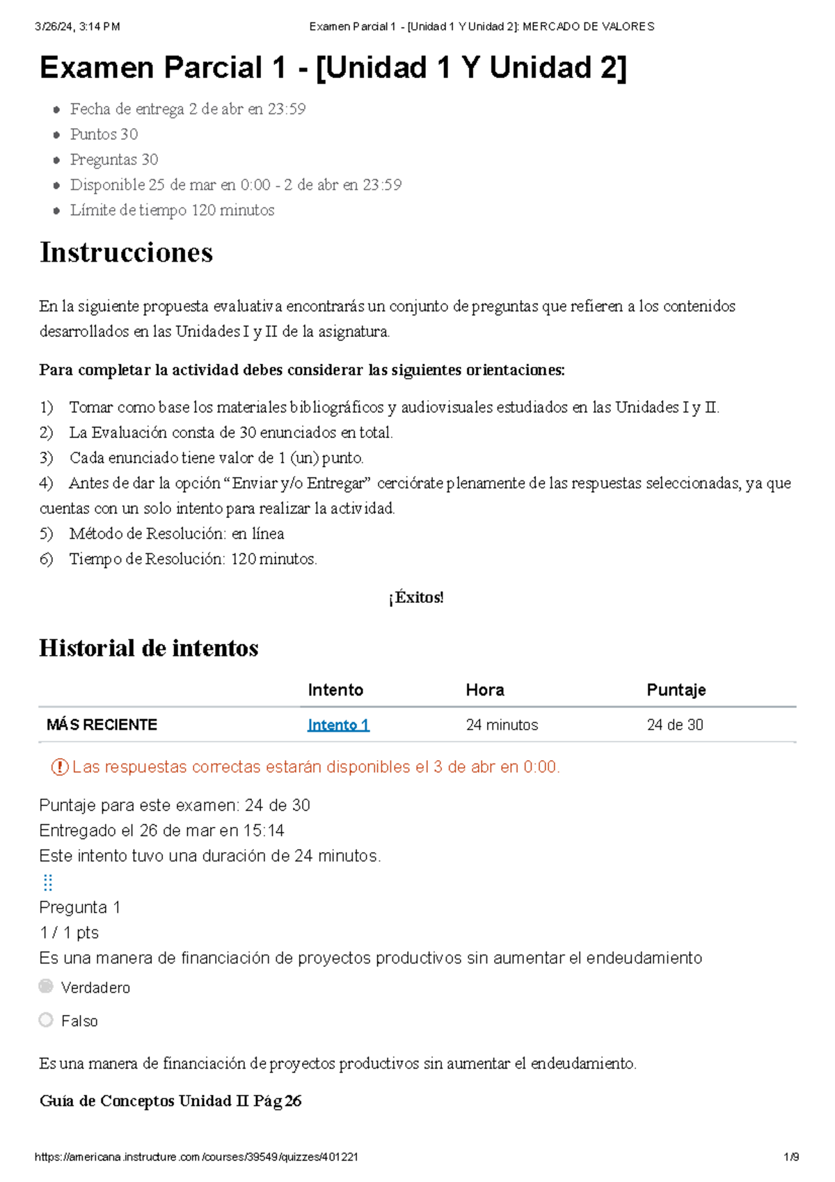 Examen Parcial 1 - [Unidad 1 Y Unidad 2] Mercado DE Valores - Examen Parcial 1 - [Unidad 1 Y ...