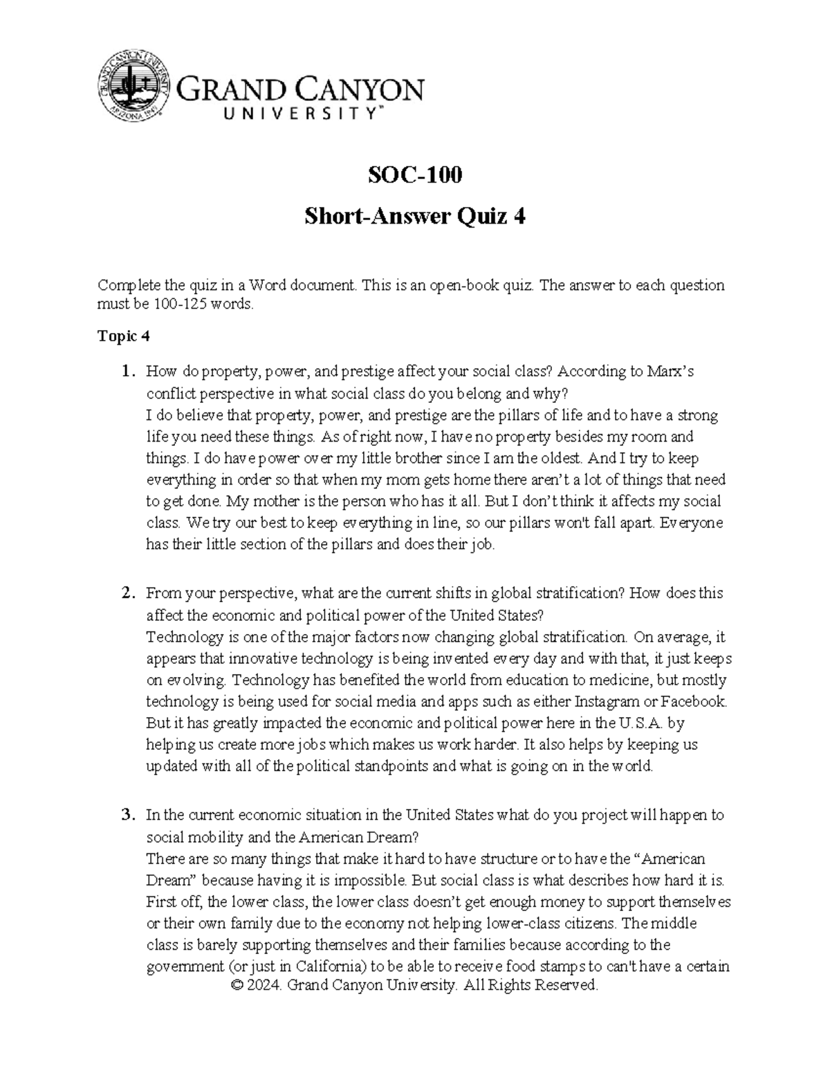 SOC-100.Short-Answer Quiz 4 1-8-18 - SOC- Short-Answer Quiz 4 Complete ...