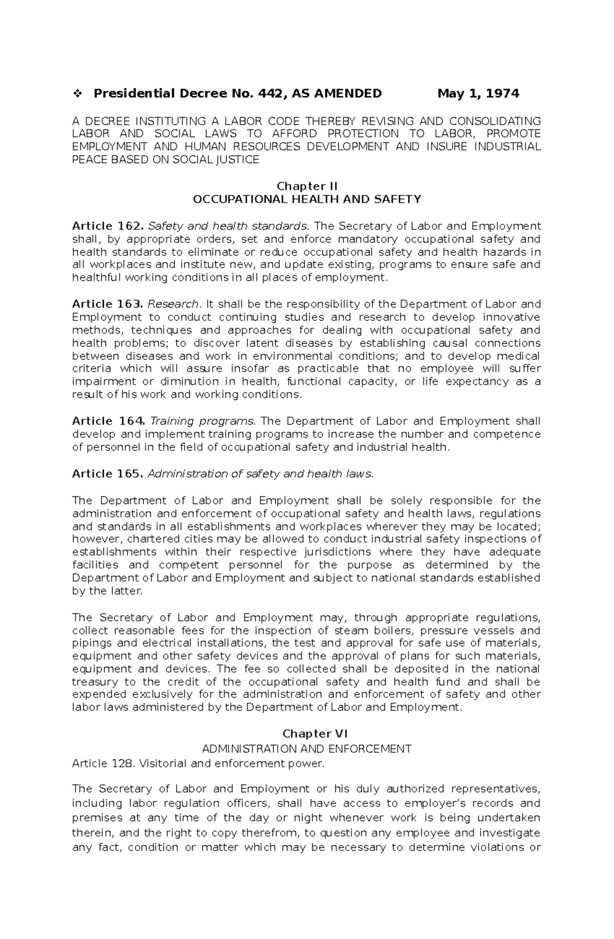 Laws-and-Legislation - Presidential Decree No. 442, AS AMENDED May 1 ...