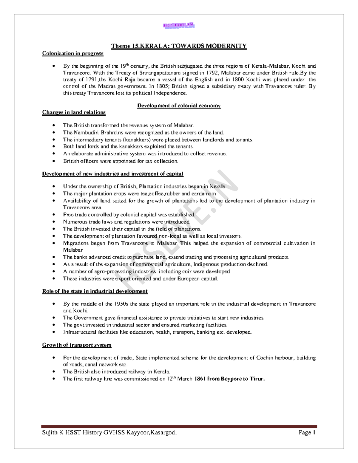 XII CH15 History Kerala Towards hsslive sujith modernity-3 - Theme 15 ...