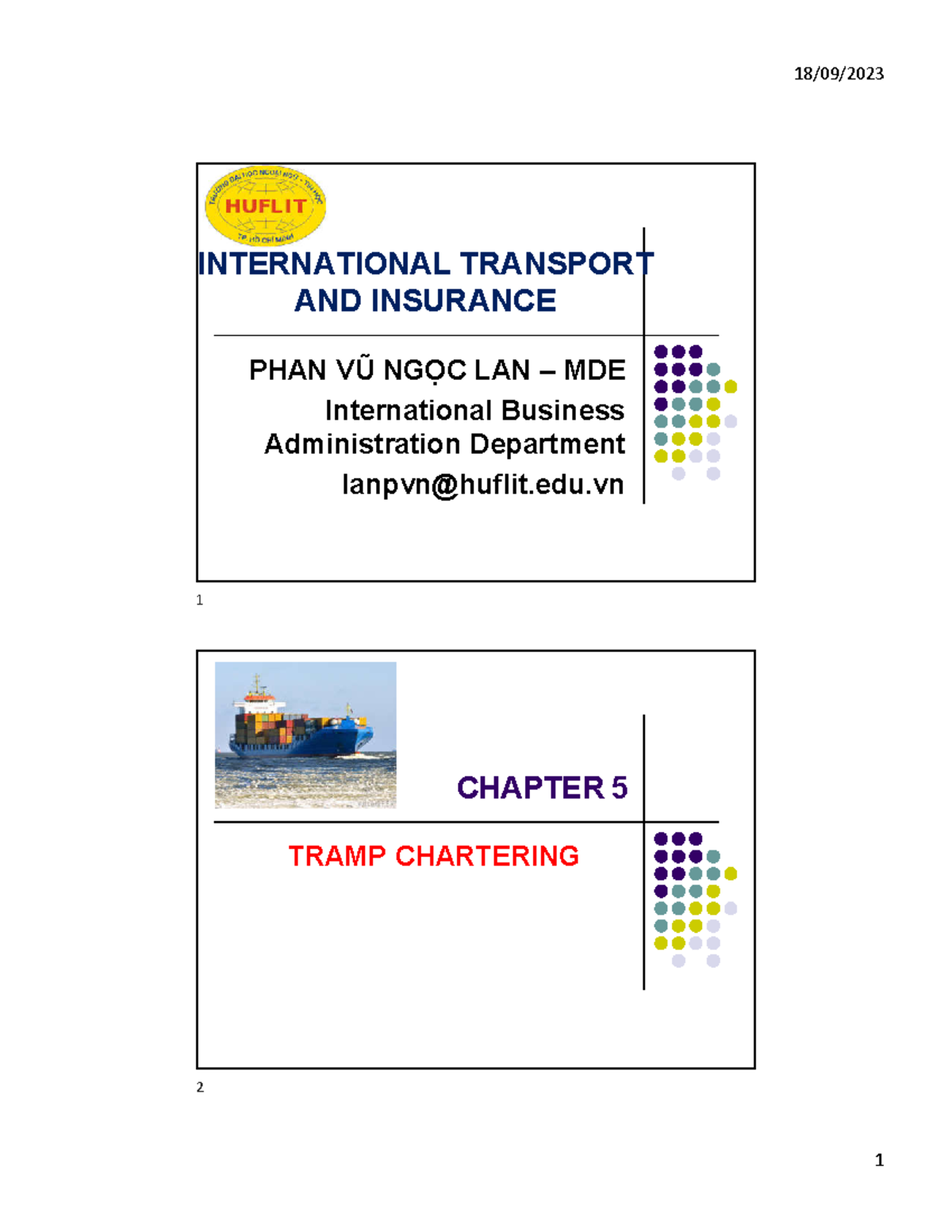 5 - Tramp chartering - zzzzzzzzzzzzzz - INTERNATIONAL TRANSPORT AND ...