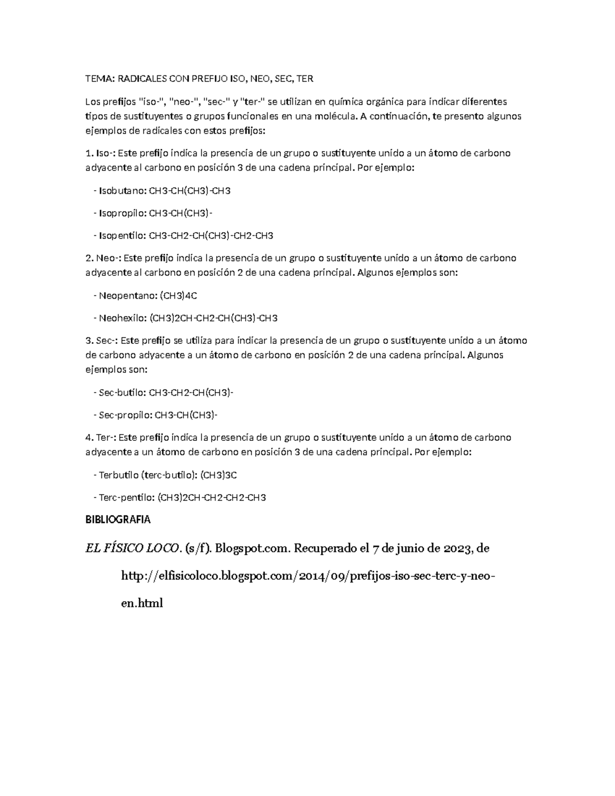 Radicales - TEMA: RADICALES CON PREFIJO ISO, NEO, SEC, TER Los prefijos ...