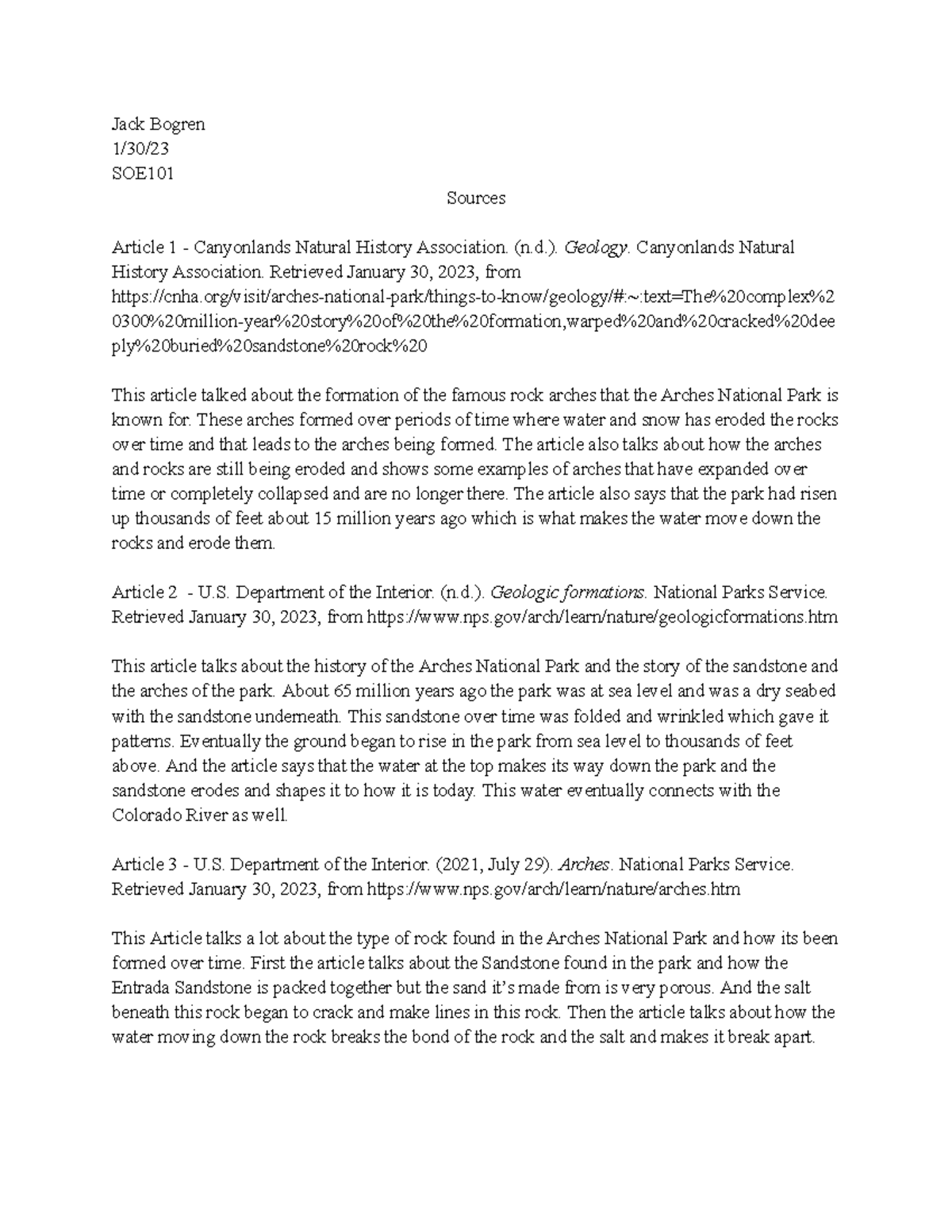 SOE Sources - Jack Bogren 1/30/ SOE Sources Article 1 - Canyonlands ...