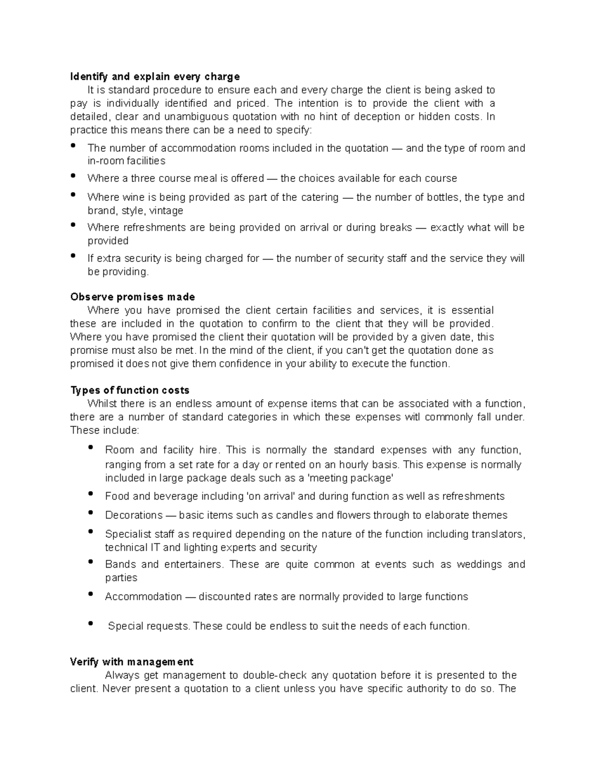 Doc 8 - NONE - Identify and explain every charge It is standard ...