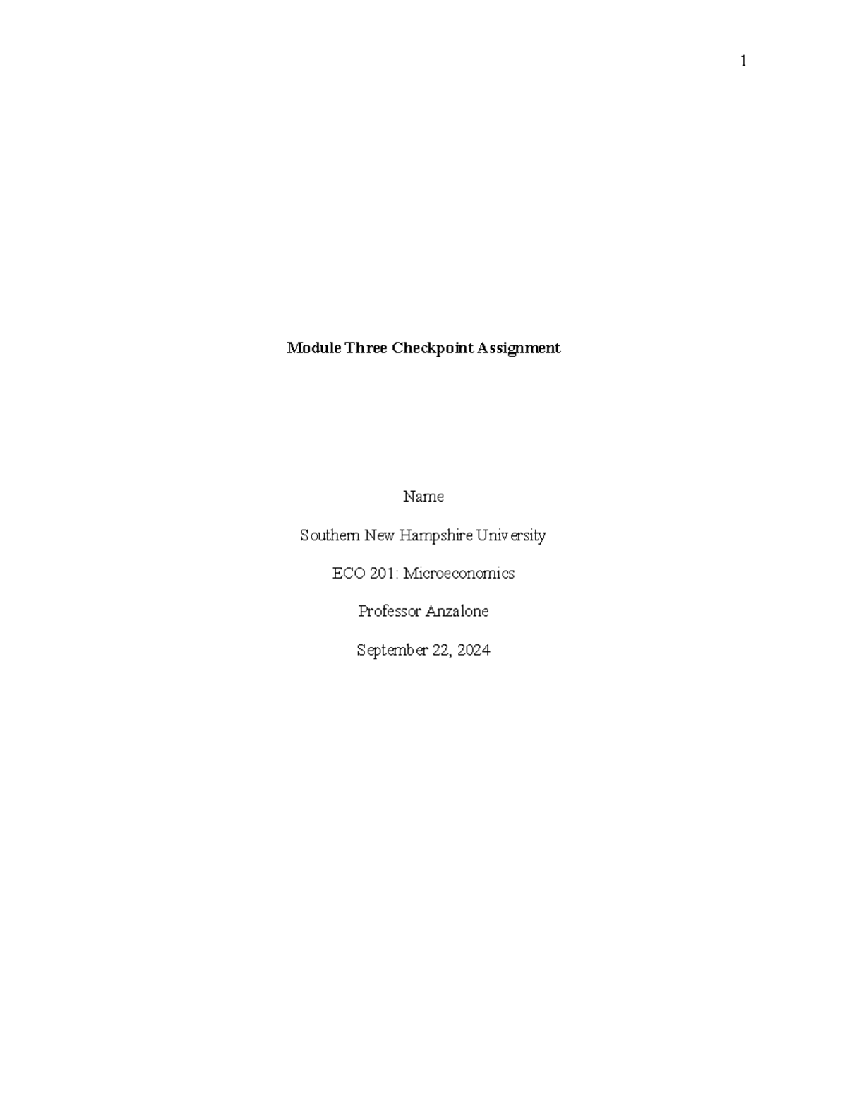 ECO 201 Module Three Checkpoint Assignment - Module Three Checkpoint ...