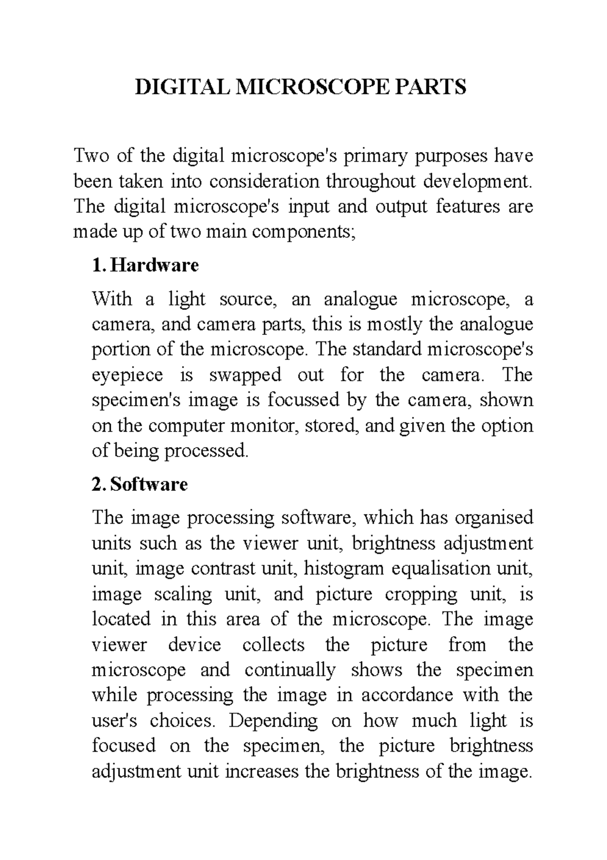 Digital Microscope Parts - DIGITAL MICROSCOPE PARTS Two of the digital ...