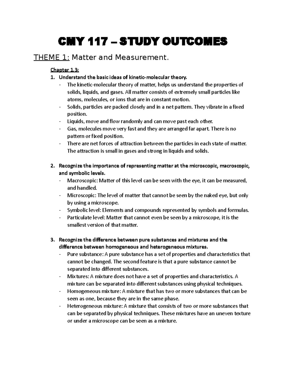CMY 117 - Study outcomes (2022) - CMY 117 – STUDY OUTCOMES THEME 1 ...