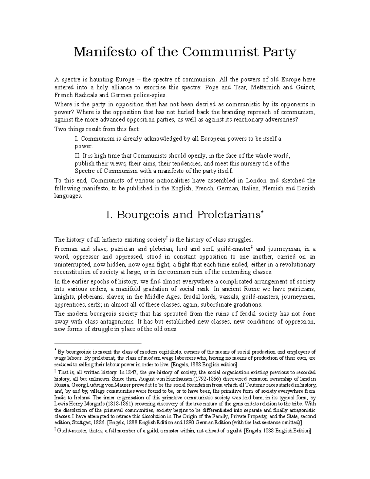 Communist manifesto - reading - A spectre is haunting Europe – the ...