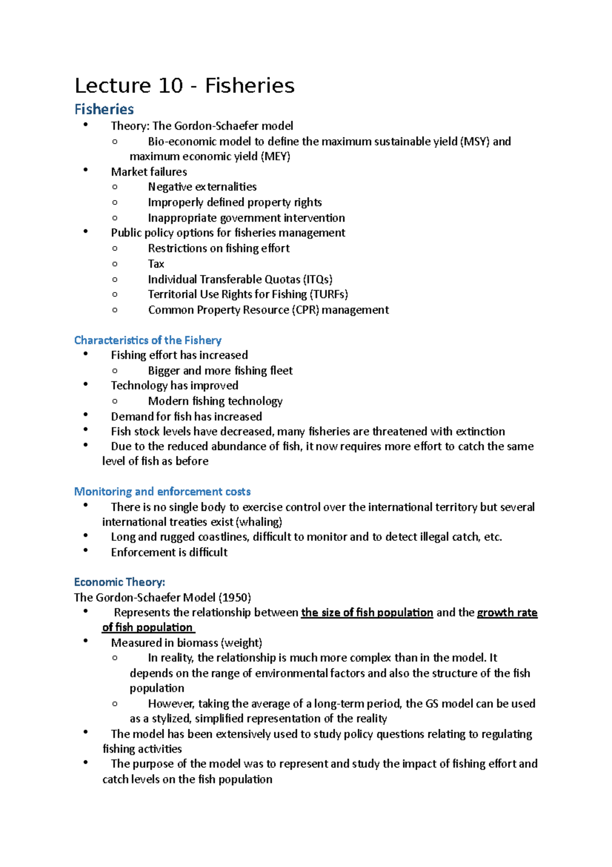 Lecture 10 - Fisheries - Lecture 10 - Fisheries Fisheries Theory: The ...