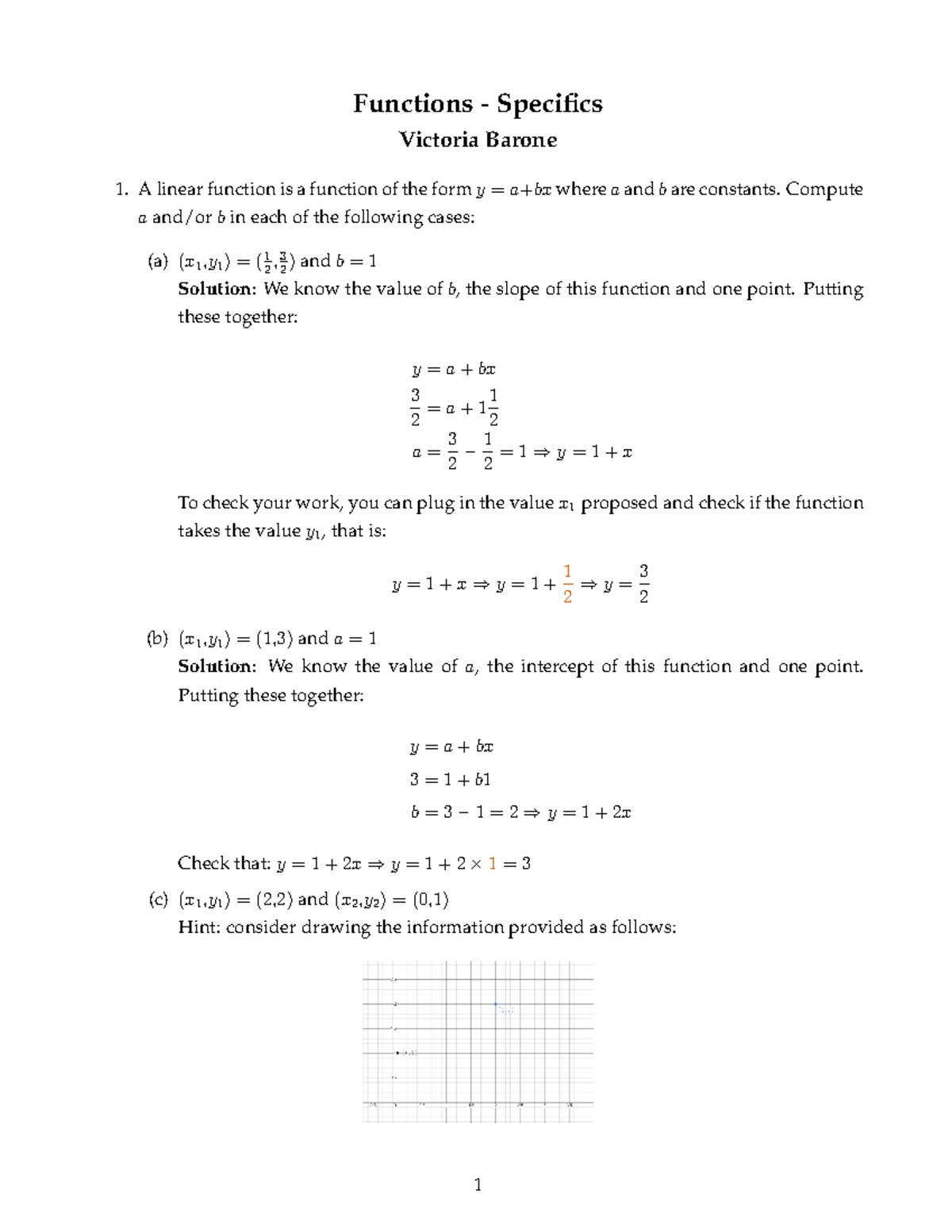 2 - math review - Functions - Specifics Victoria Barone A linear ...