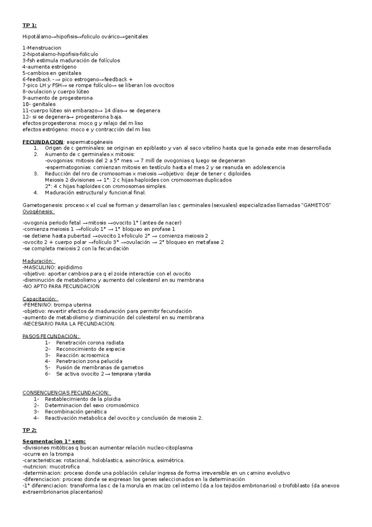 Embrio - TP 1: Hipotálamo→hipofisis→foliculo ovárico→genitales 1-Menstruacion - Studocu