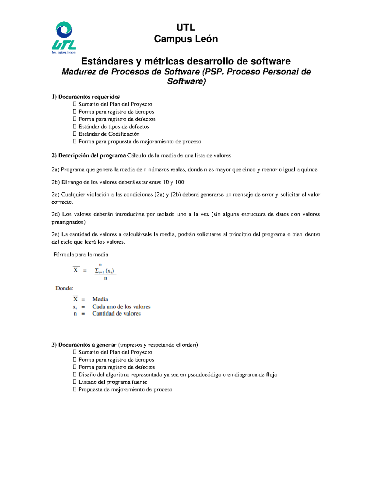 Programa 1 Actividad - UTL Campus León Estándares y métricas desarrollo ...