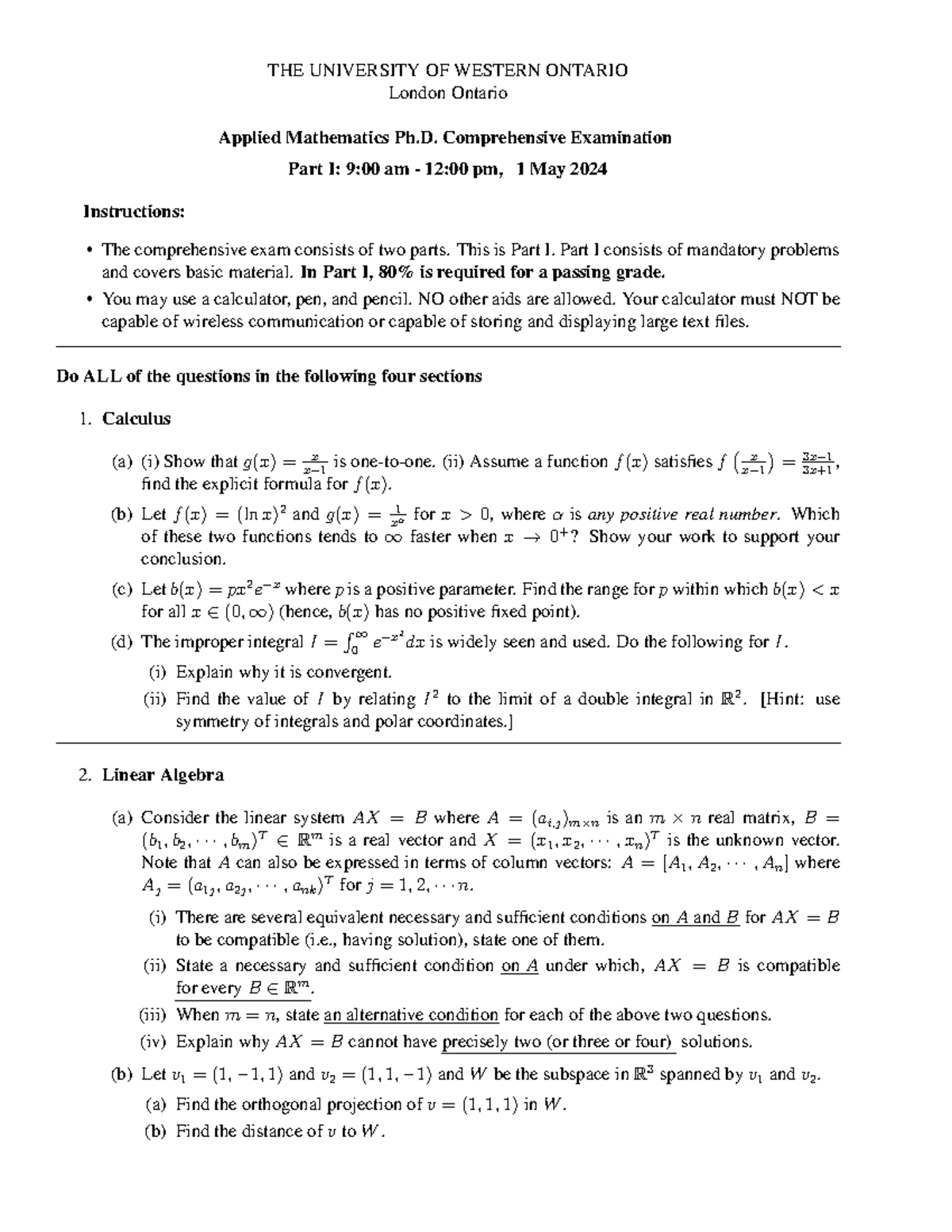 Comp24 Part-I - math practice exam - THE UNIVERSITY OF WESTERN ONTARIO ...