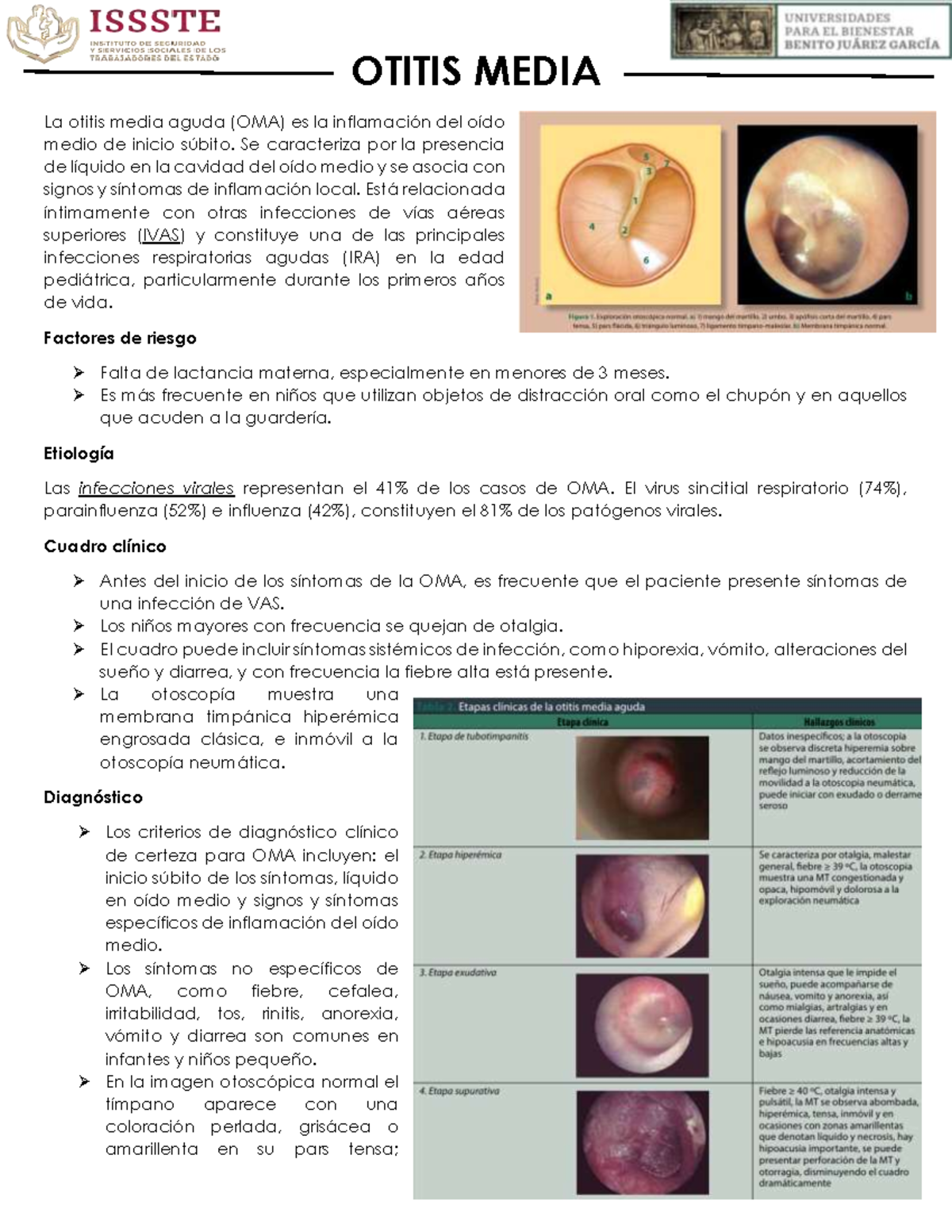 Otitis - OTITIS MEDIA La otitis media aguda (OMA) es la inflamación del ...