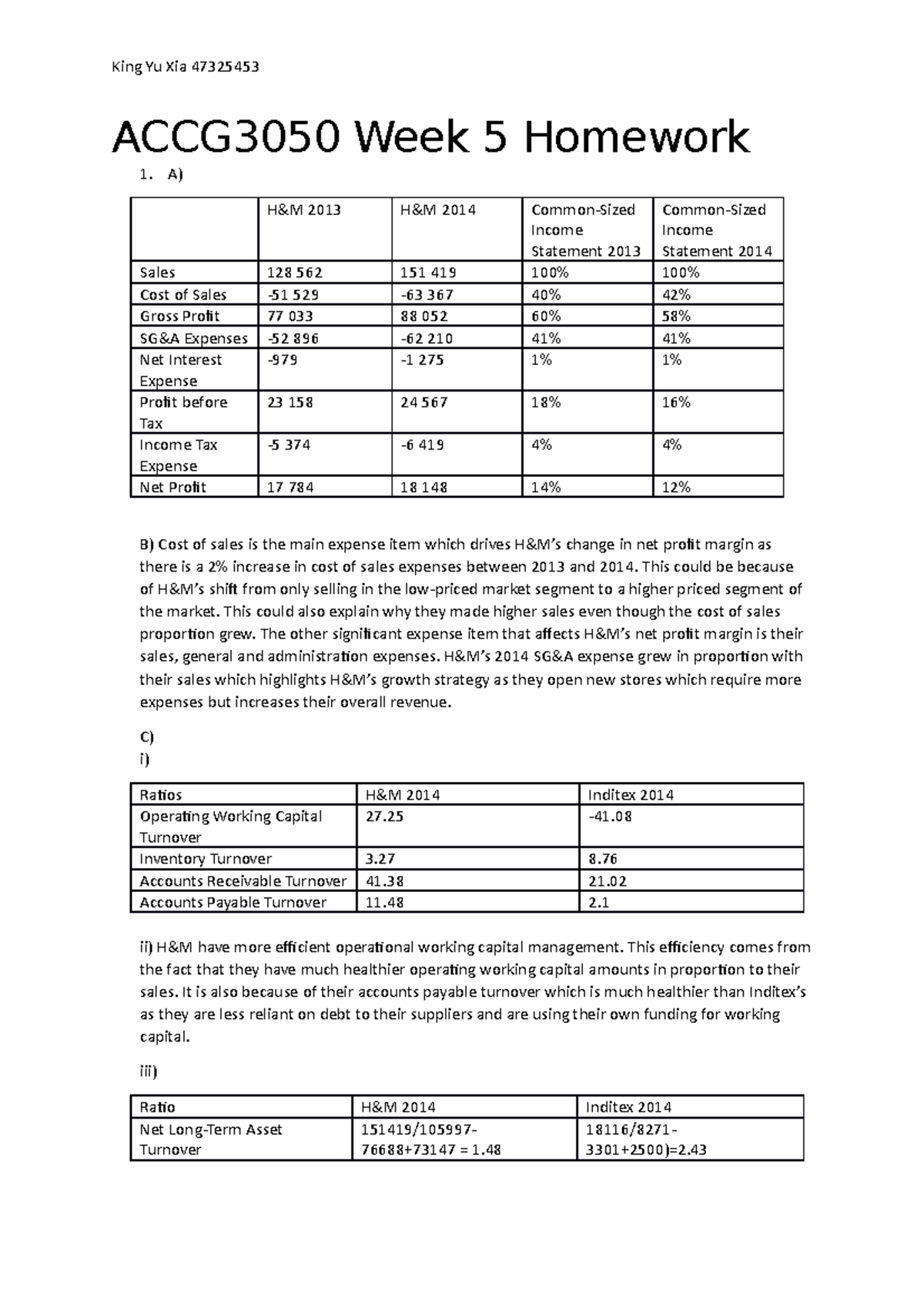 ACCG3050 Week 5 Homework - King Yu Xia 47325453 ACCG3050 Week 5 ...