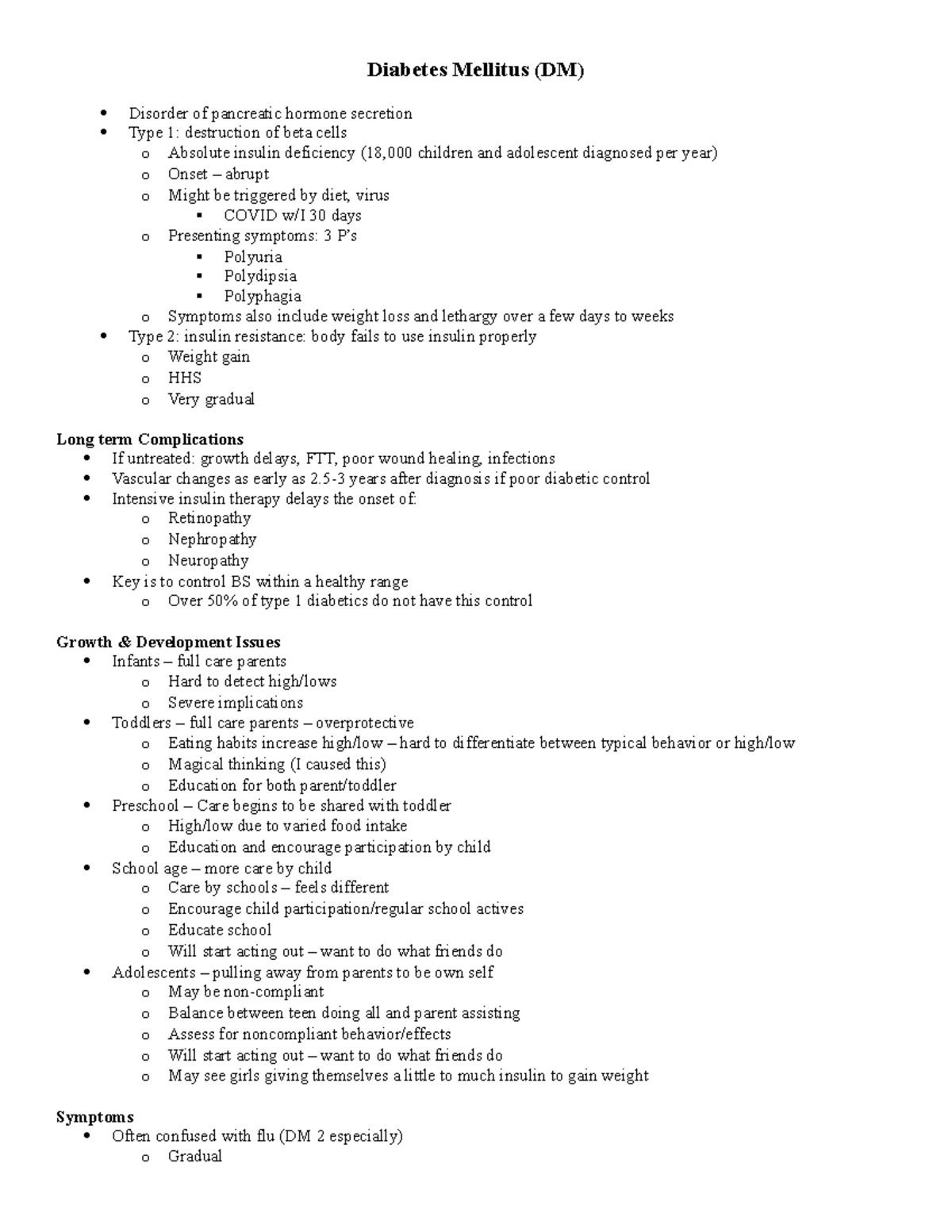 Diabetes Mellitus - notes on DM2 - Diabetes Mellitus (DM) Disorder of ...