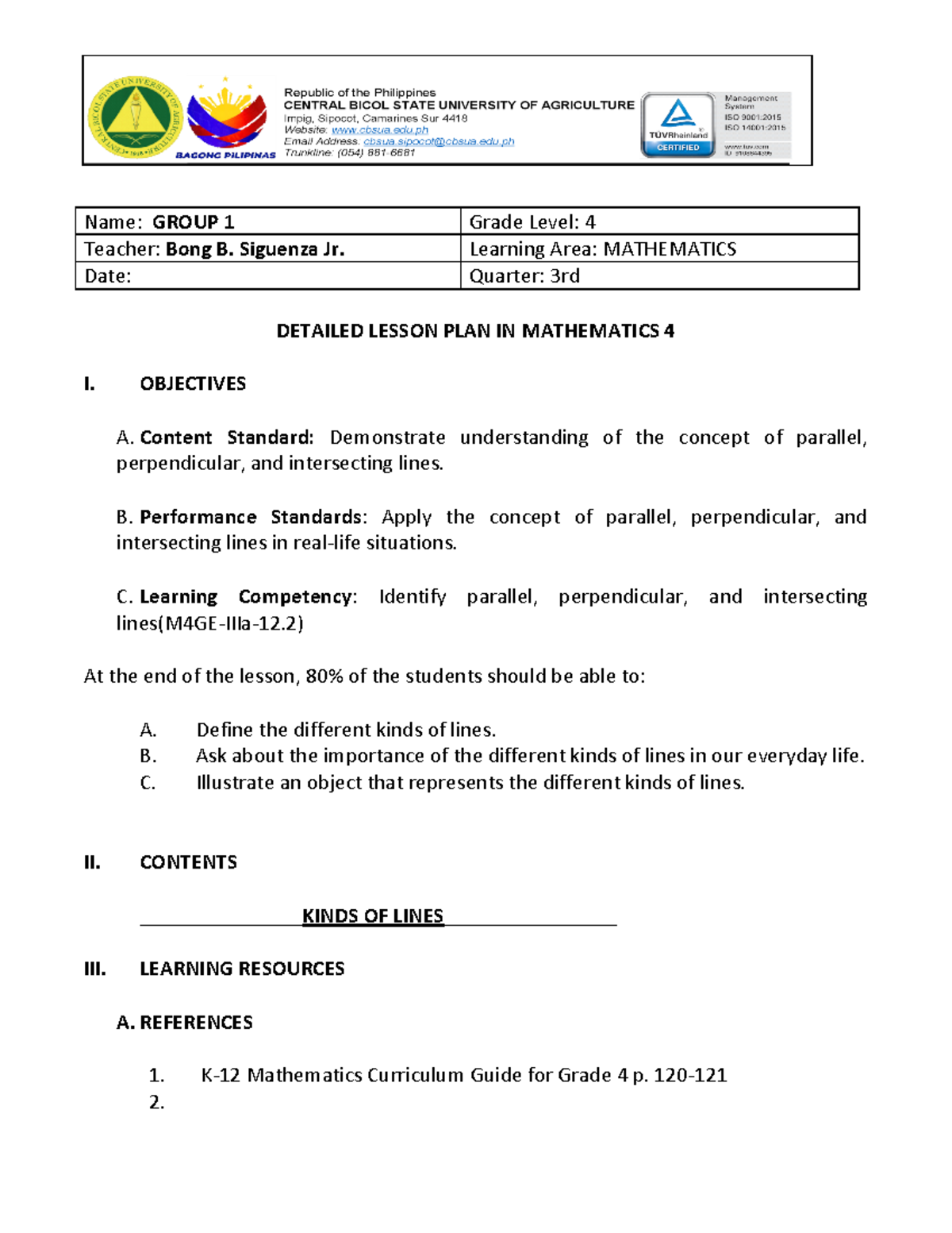 TTL-MATH-3A Group-1 - Ppt - DETAILED LESSON PLAN IN MATHEMATICS 4 I ...