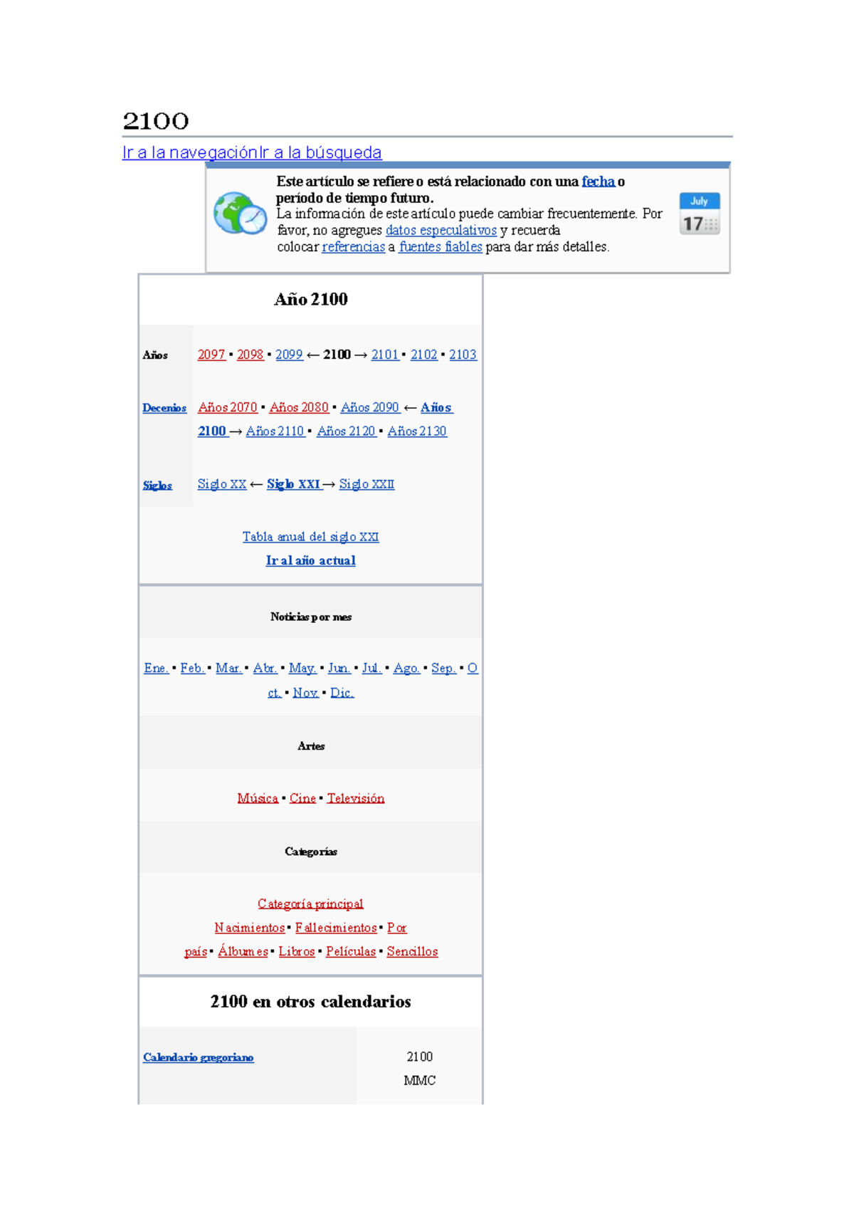 2100 - año - 2100 Ir a la navegación Ir a la búsqueda Este artículo se ...