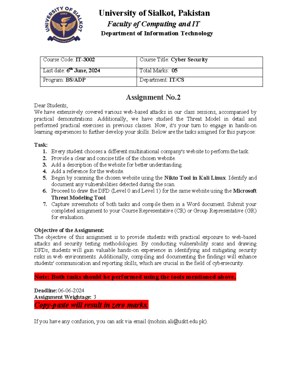 A2-BSIT CS S24 - University of Sialkot, Pakistan Faculty of Computing ... A2-BSIT CS S24 - University of Sialkot, Pakistan Faculty of Computing ...