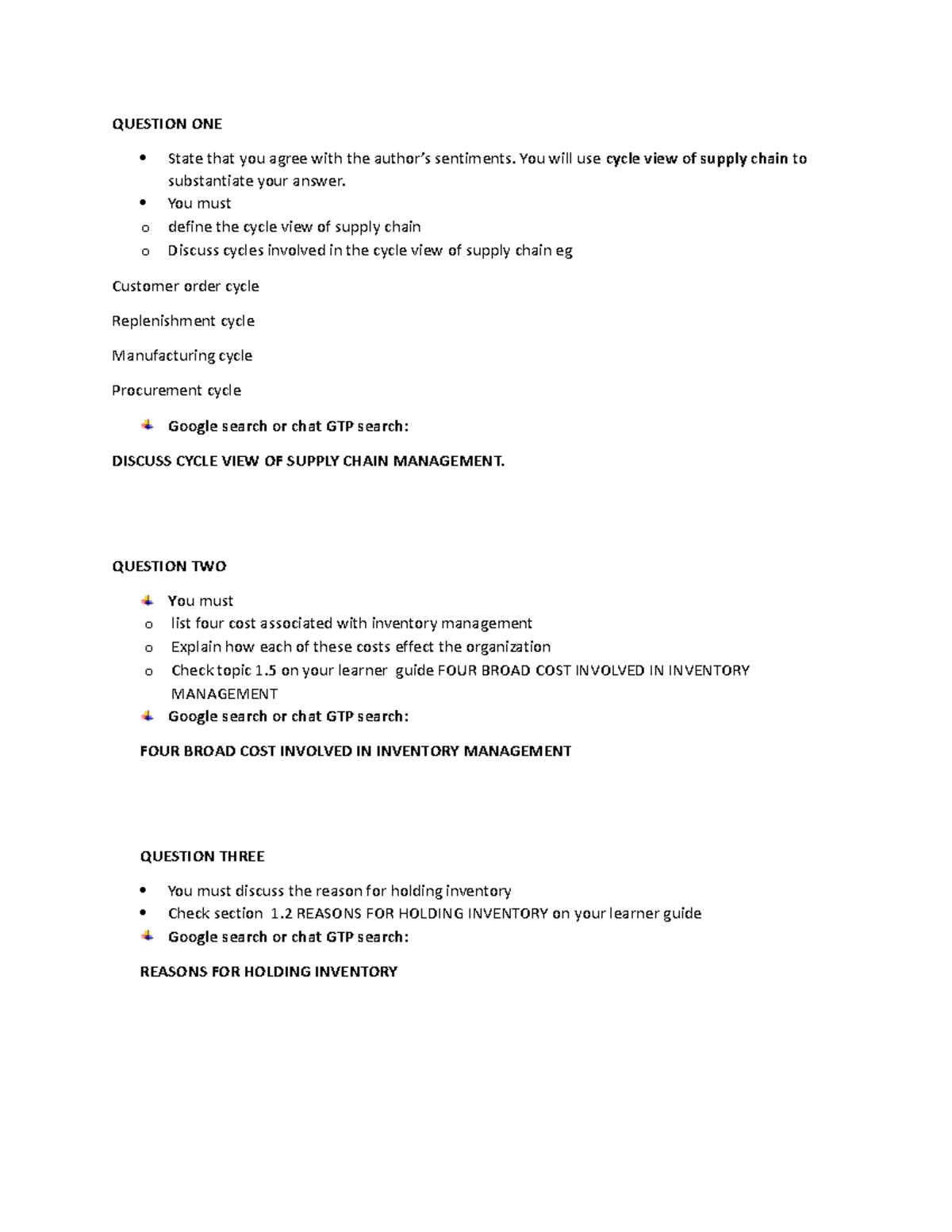 SCM 512 Assignment 2 Guidlines - QUESTION ONE State that you agree with the author’s sentiments ...