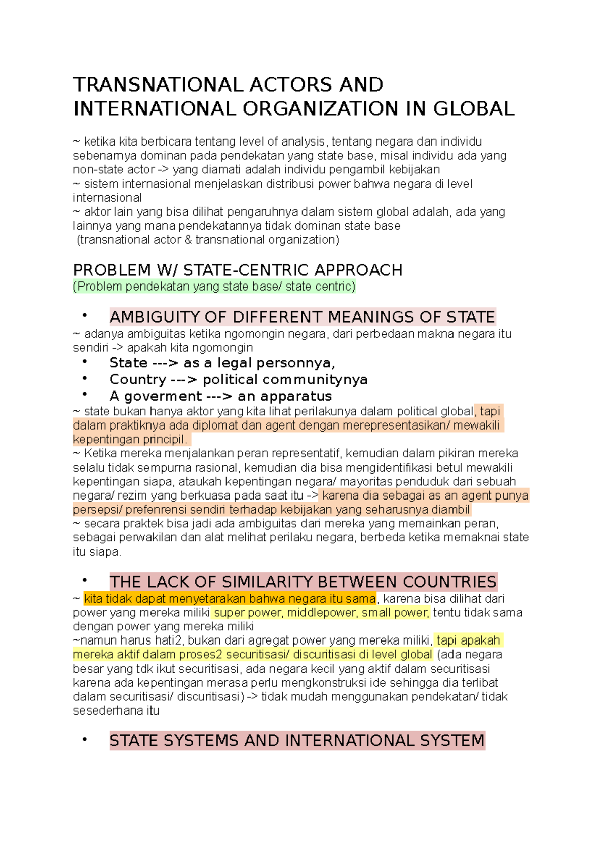 PHI Transnational Actors and international organization - TRANSNATIONAL ...