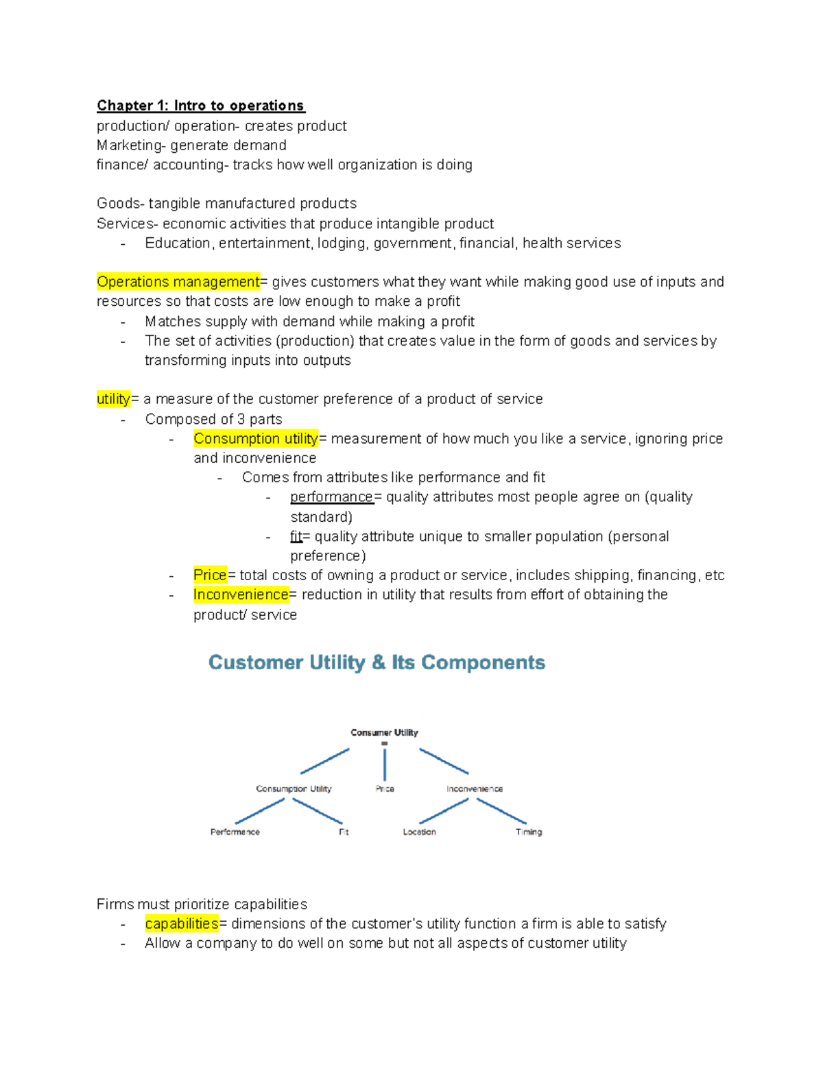 OPM Study Guide 1 - Chapter 1-5, 8 and 9 Honors course conceptual based ...