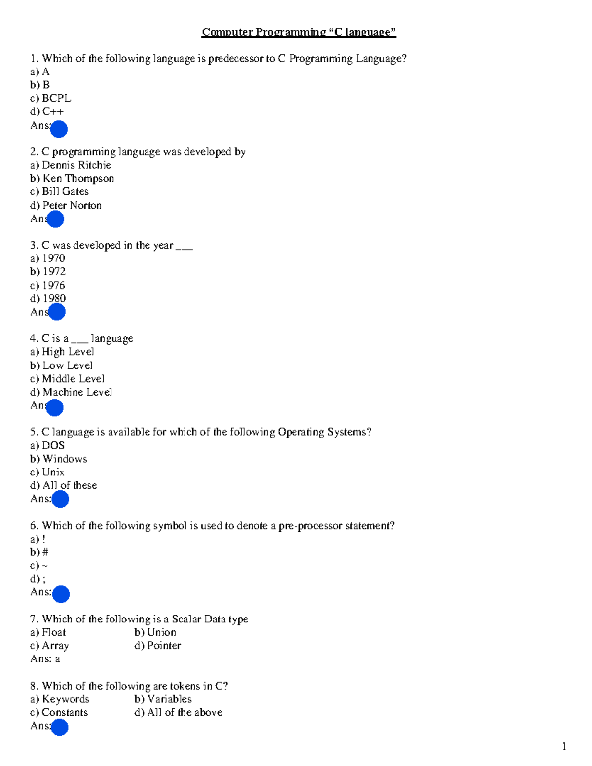 C Language Mcq Hidden Mcq Computer Programming C Language” Which Of The Following Language