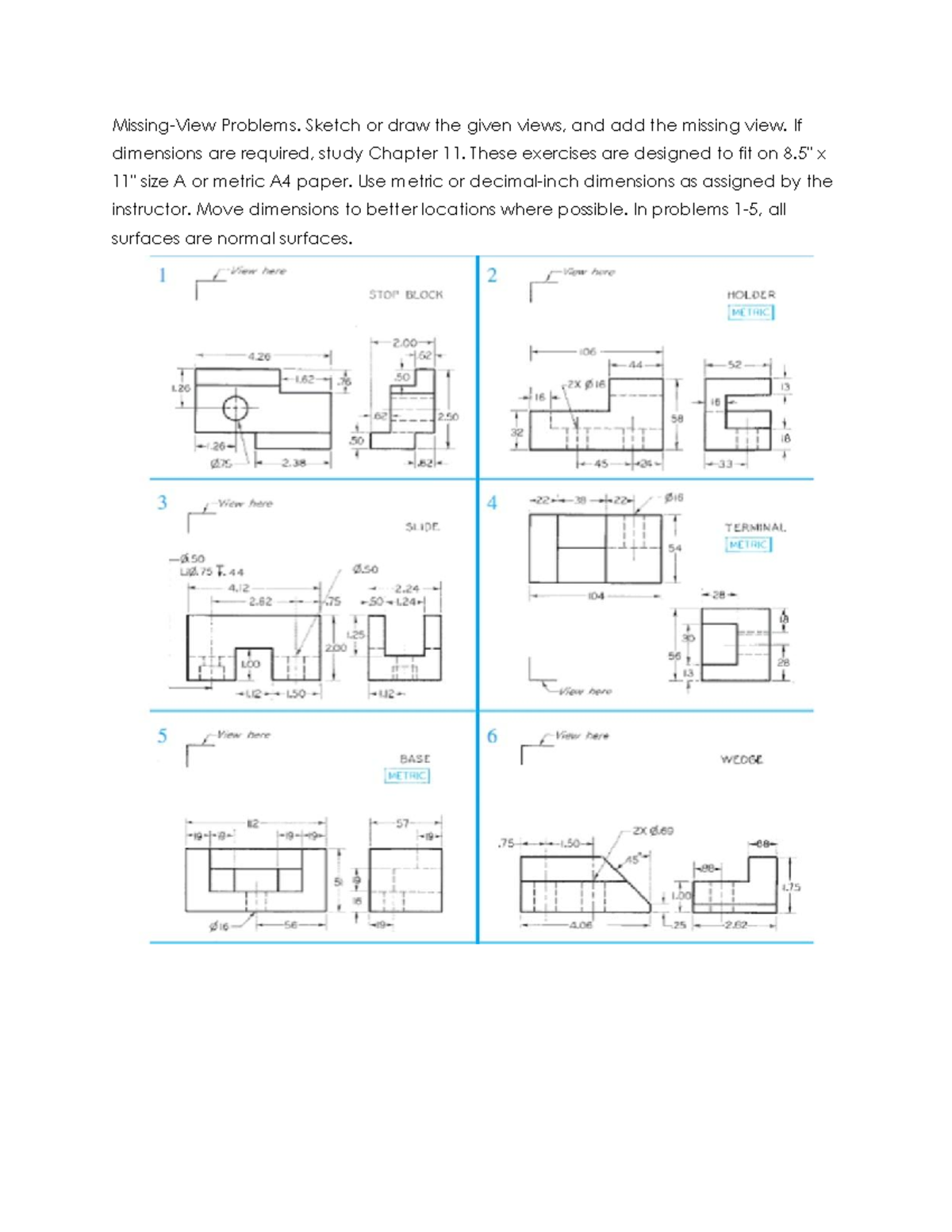 Industrual - Front and back view of drawing - Missing-View Problems ...