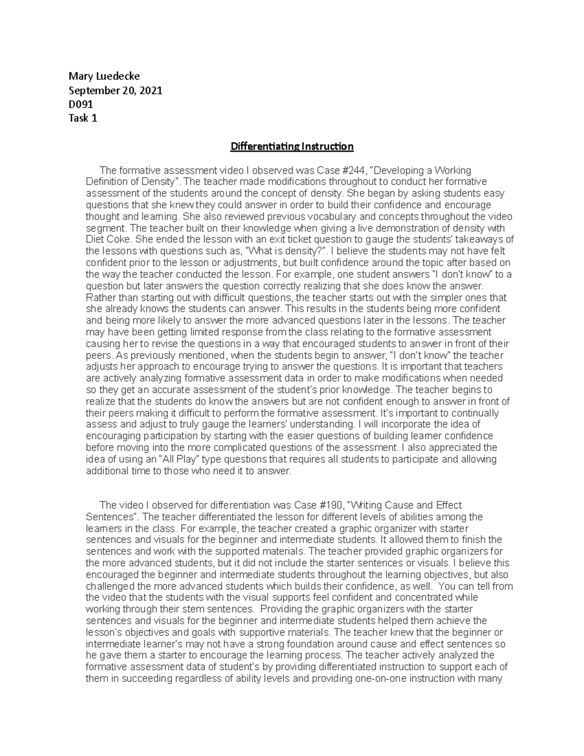 D091 Task 1 - Lesson Plan - Mary Luedecke September 20, 2021 D091 Task ...