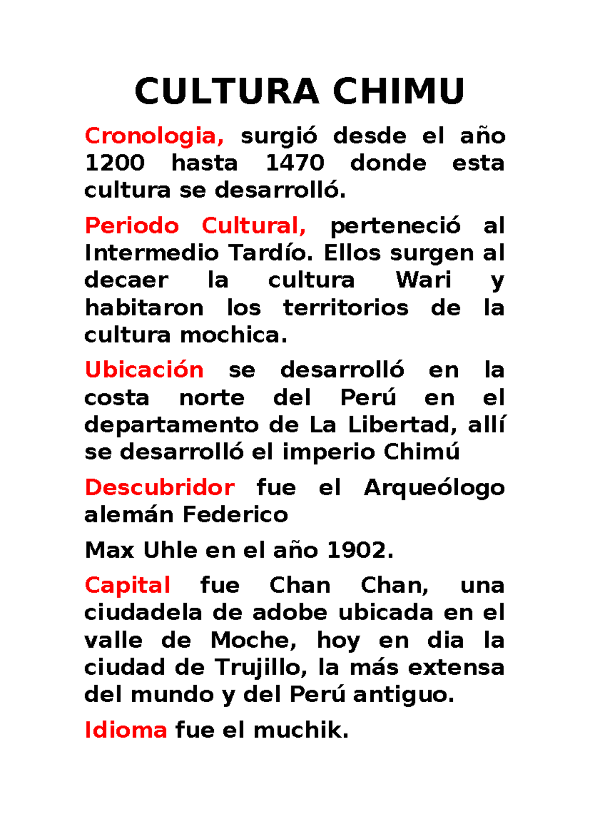 Cultura Chimu - WETGGGGGGSYE - CULTURA CHIMU Cronologia, surgió desde el año 1200 hasta 1470 ...