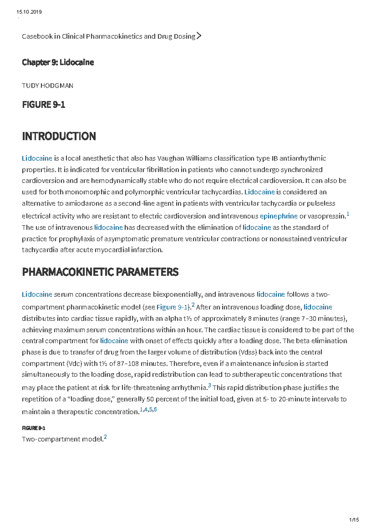 Chapter 9 Lidocaine - Casebook n Clncal Pharmacoknetcs and Drug Dosng ...