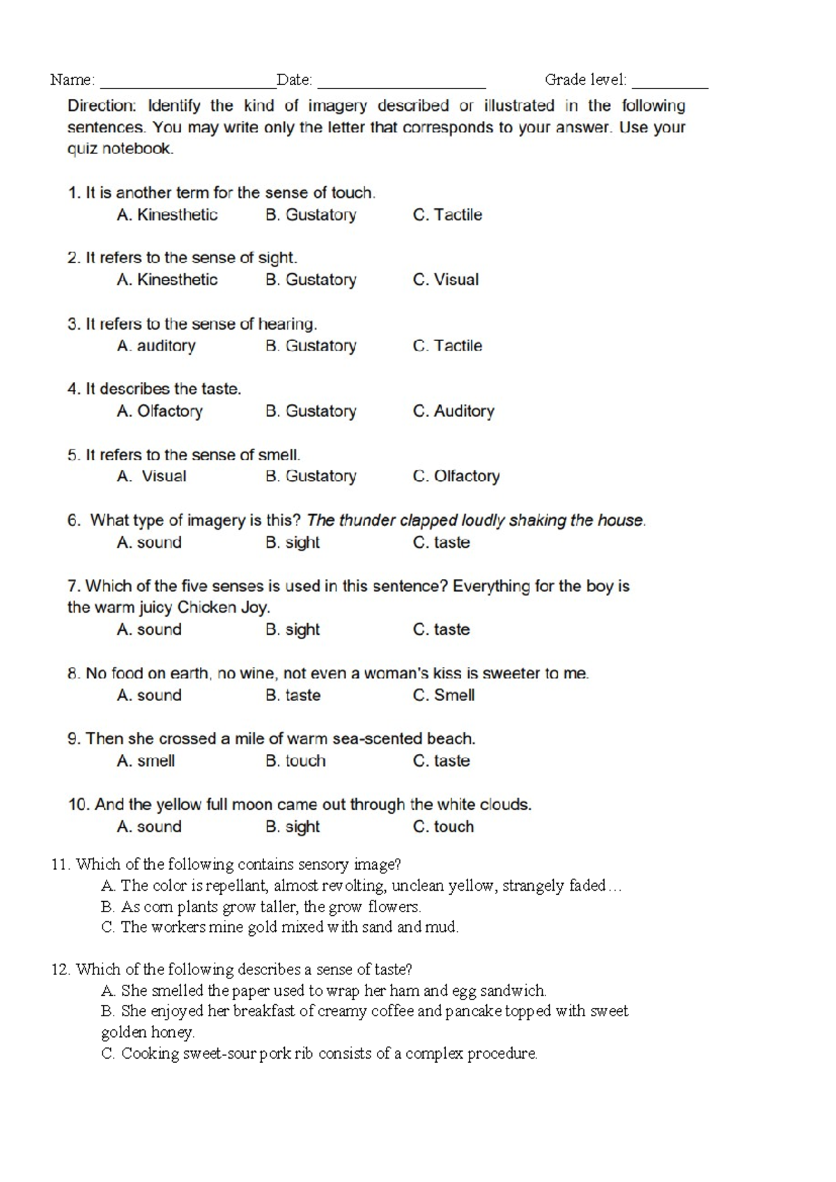 CW week 1 quiz - This is a quiz in creative writing week 1 - Name ...