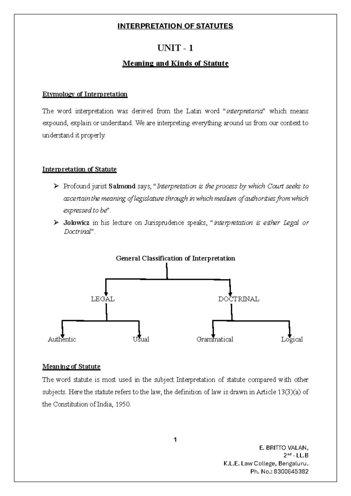 IoS - Unit 1 Meaning and types of statues - A Glimpse - INTERPRETATION ...