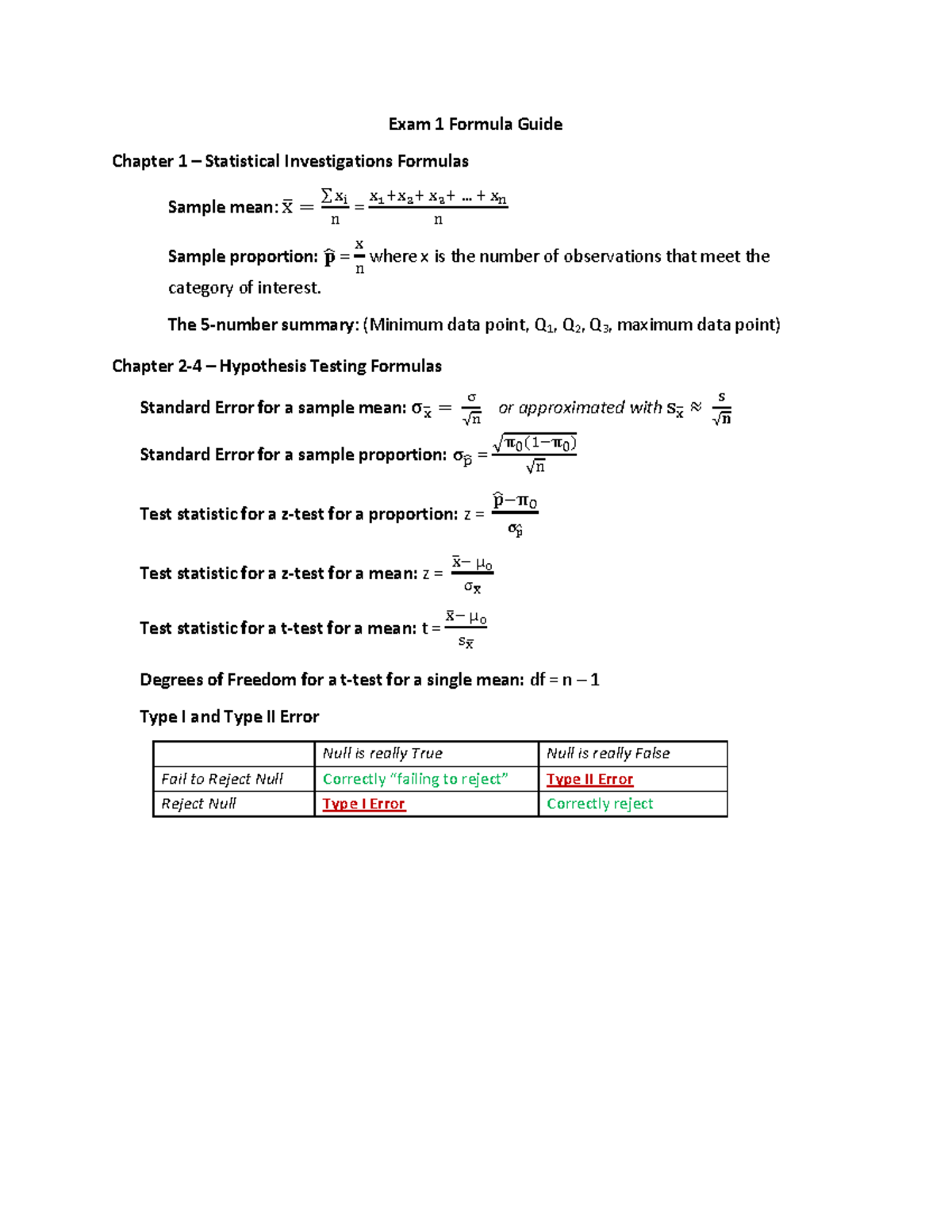 Exam 1 Guide (new) - chem - Exam 1 Formula Guide Chapter 1 ...