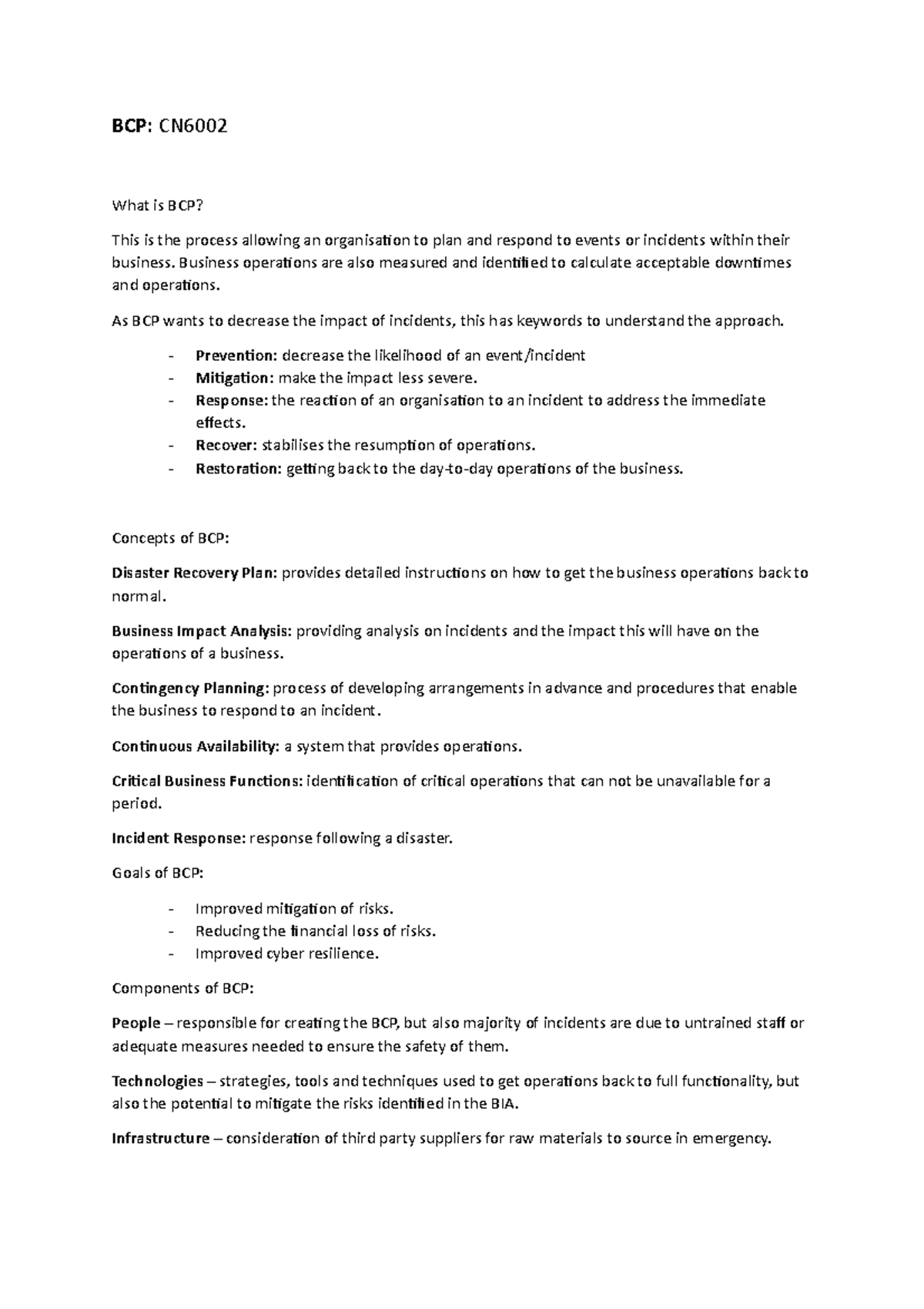 Introduction to BCP, with in-depth reasoning. - MBA 711 - George Mason ...