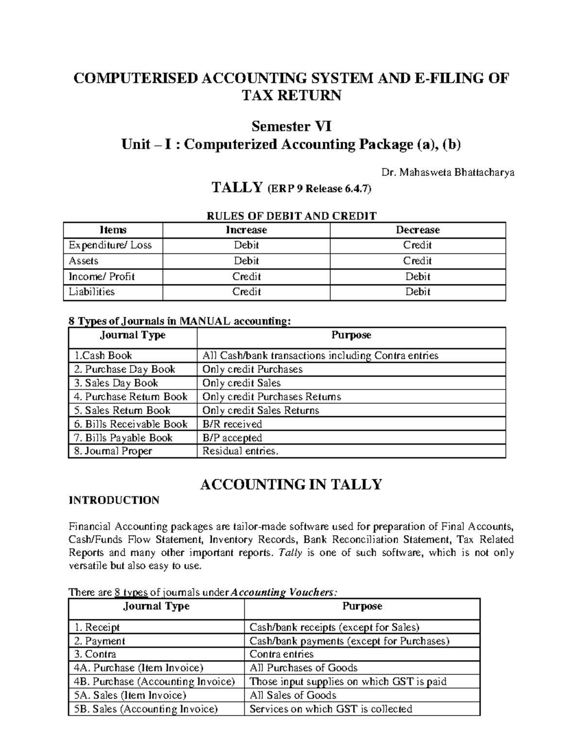 Tally Note Day 1 - COMPUTERISED ACCOUNTING SYSTEM AND E-FILING OF TAX ...