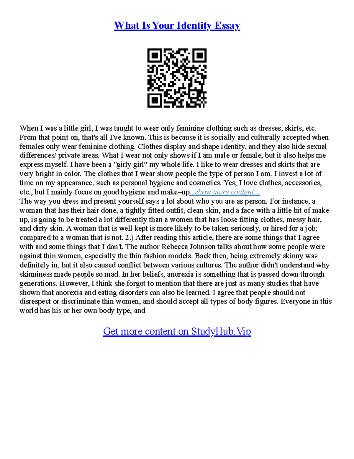 What Is Identity Essay - What Is Your Identity Essay When I was a ...