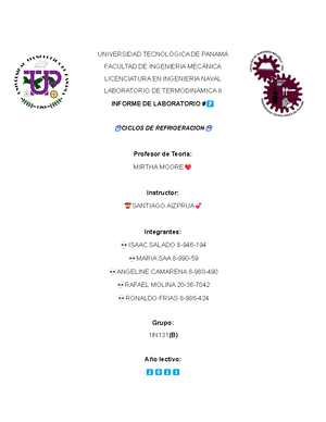Asignacion Termodinamica - Universidad Tecnológica de Panamá Campus Dr. Víctor Levi Sasso ...