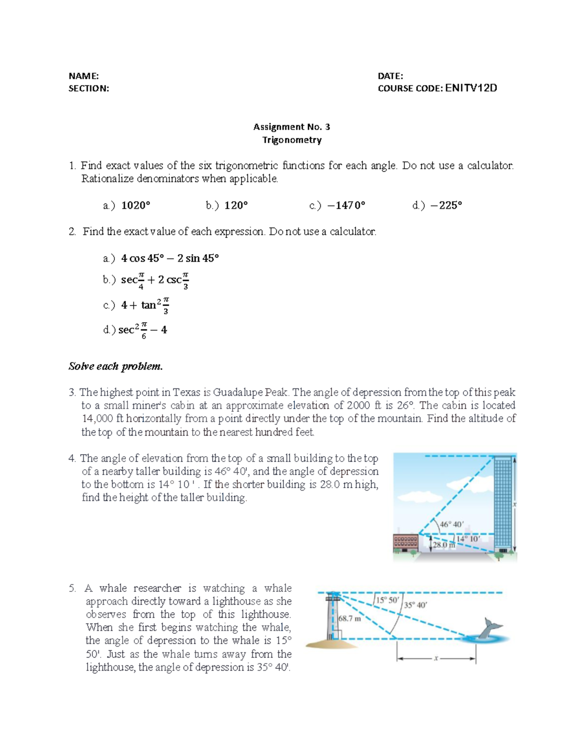 Assignment-No - lectures - NAME: DATE: SECTION: COURSE CODE: ENITV12D Assignment No. 3 ...