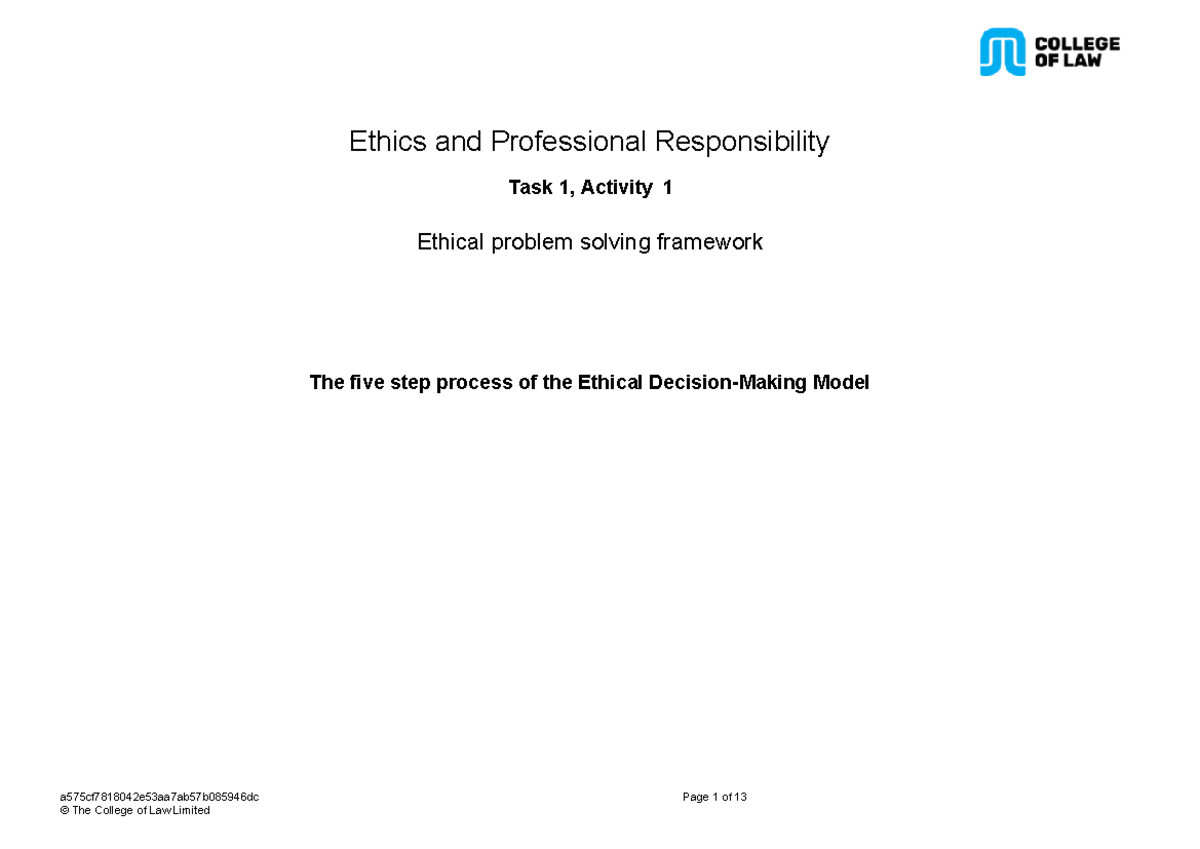 EPR T1 A1 Problem solving model blank ALL States 2023 08 29 - Ethics ...