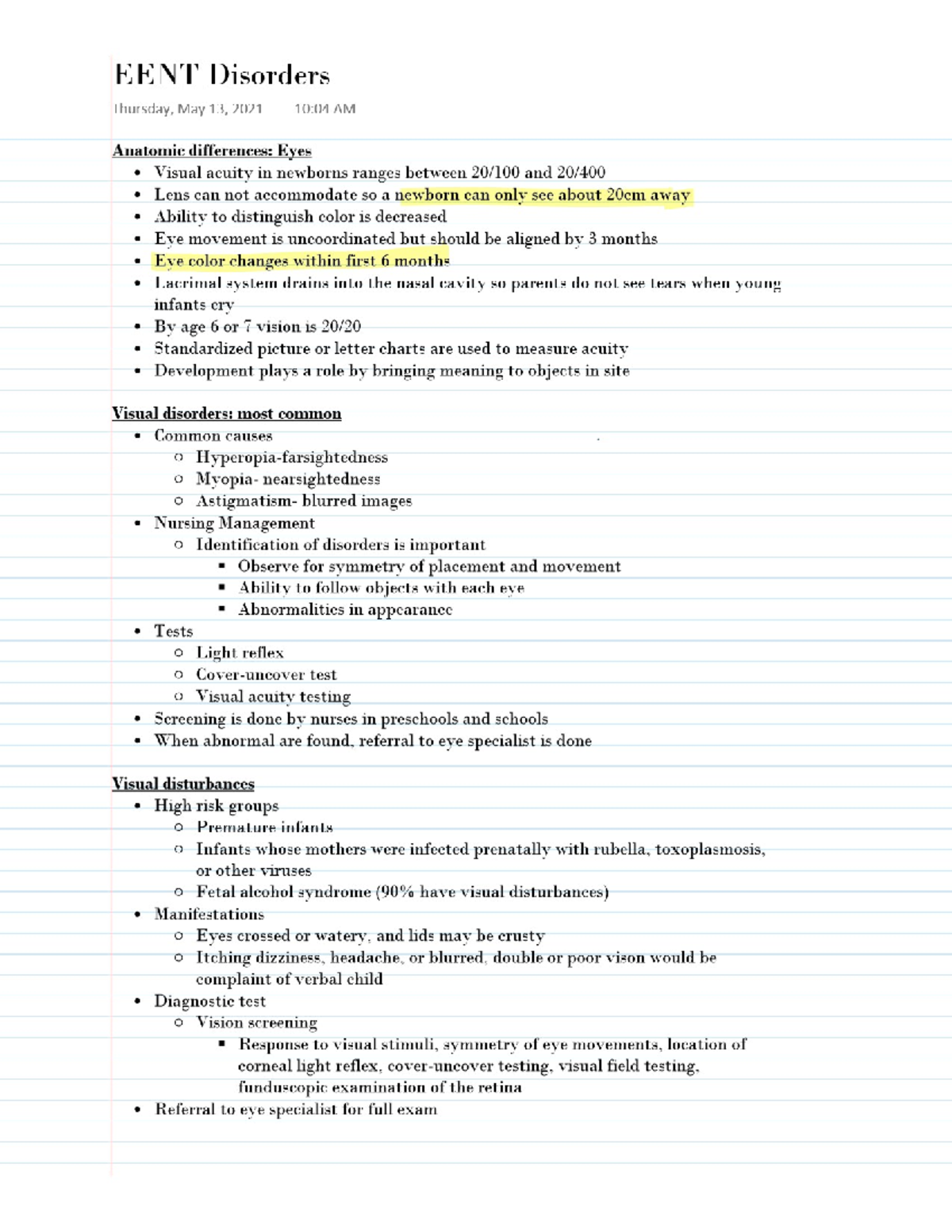 RN Pediatric EENT disorders notes - Hearing is an innate and learned ...
